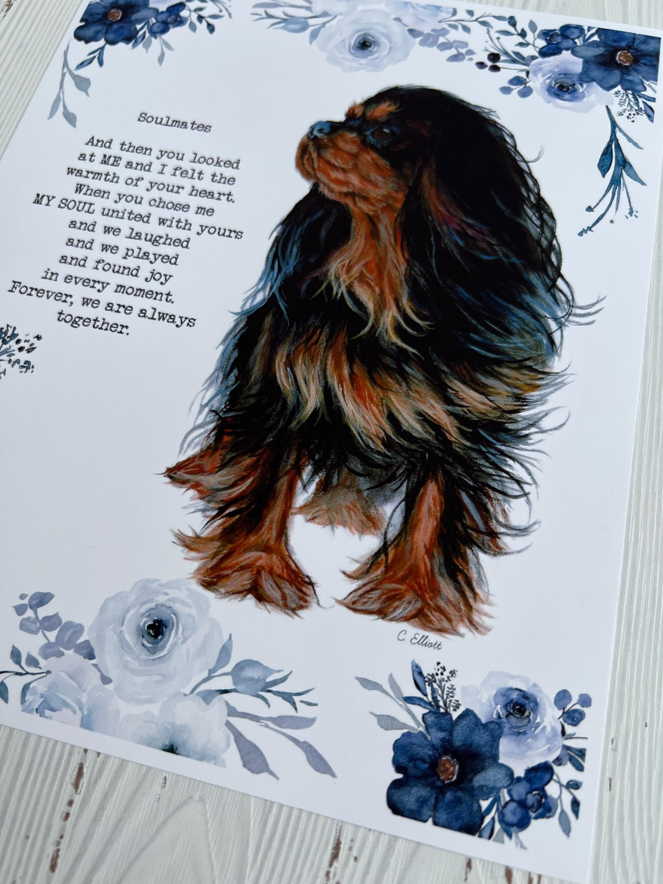 Cavalier King Charles Spaniel, Art Print by Charlene Elliott, Black ...