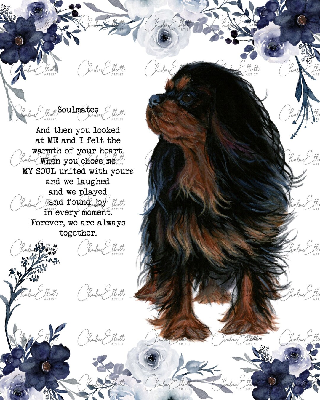 LARGE Print Cavalier King Charles Spaniel, 13 X 19 Art Print by ...