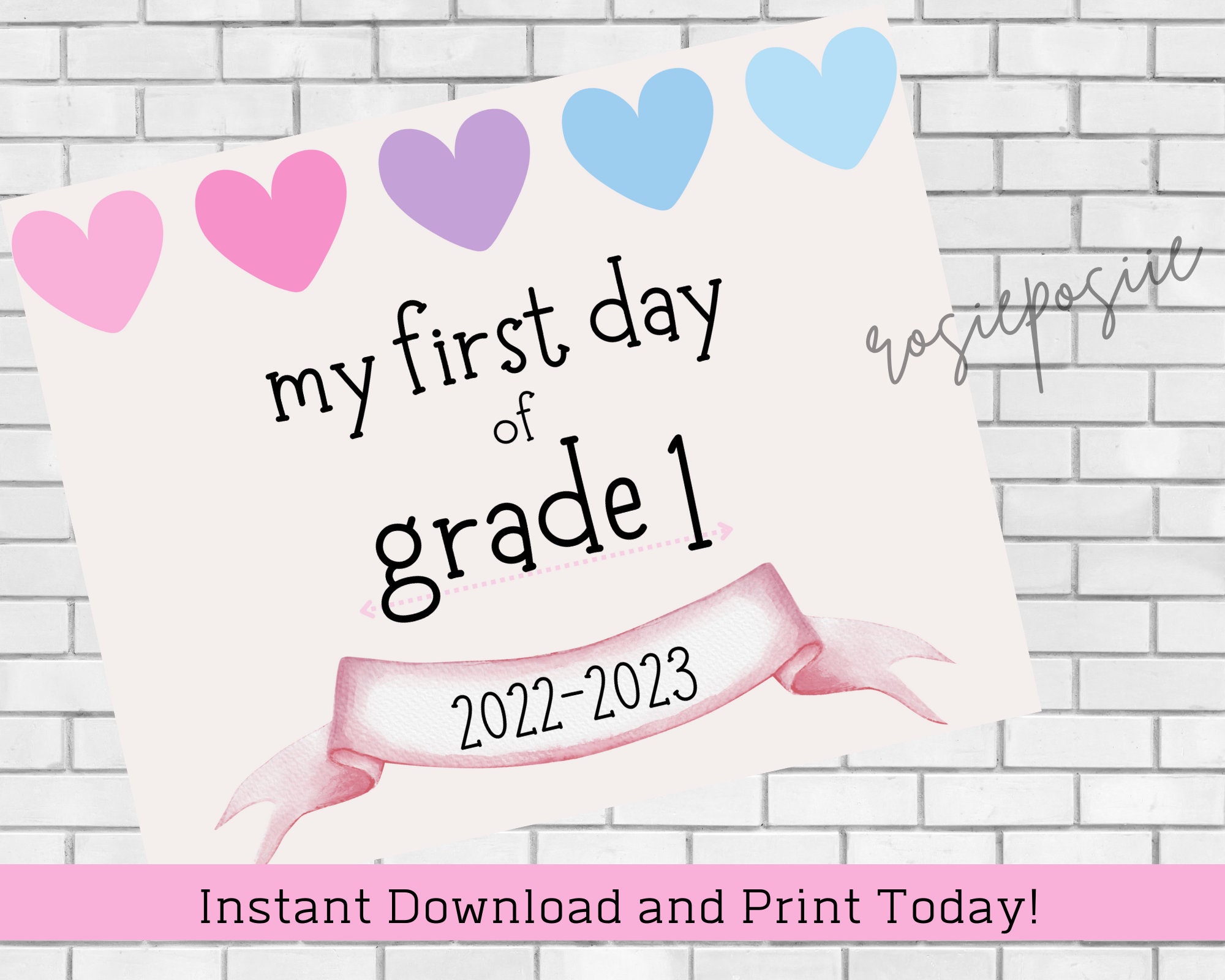 First Day of GRADE 1 Sign Printable First Day Back to School - Etsy