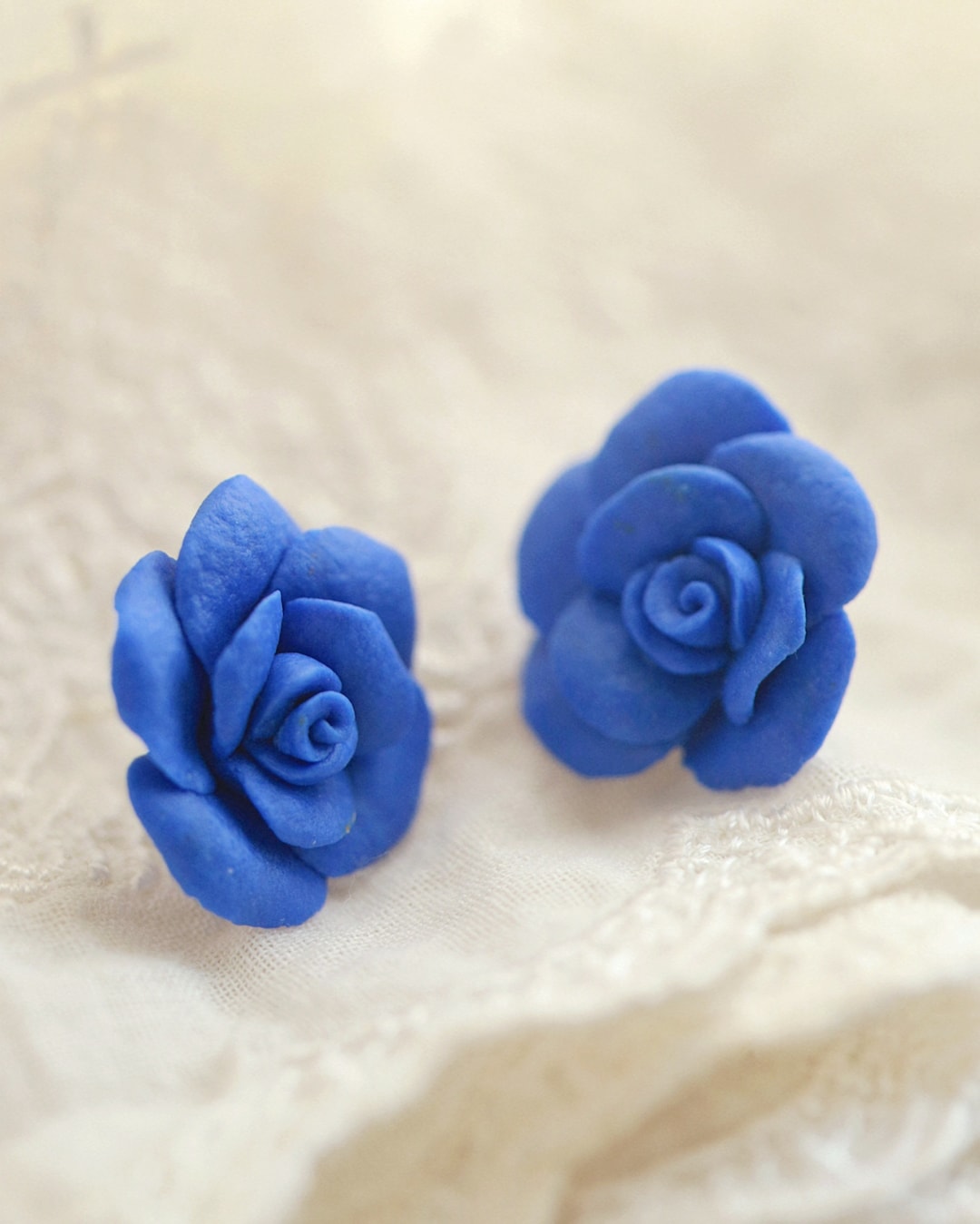 Blue Rose Earrings, Blue Rose Studs, Beautiful Flower Jewelry, Vintage ...