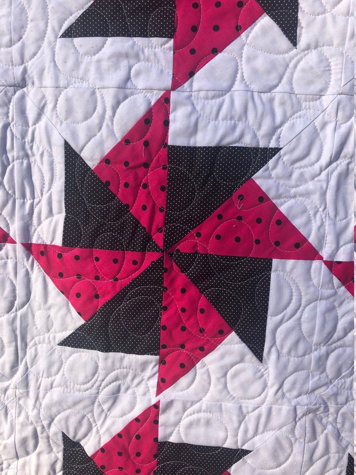 Hot Pink and Black Pinwheel Quilt Handmade - Etsy