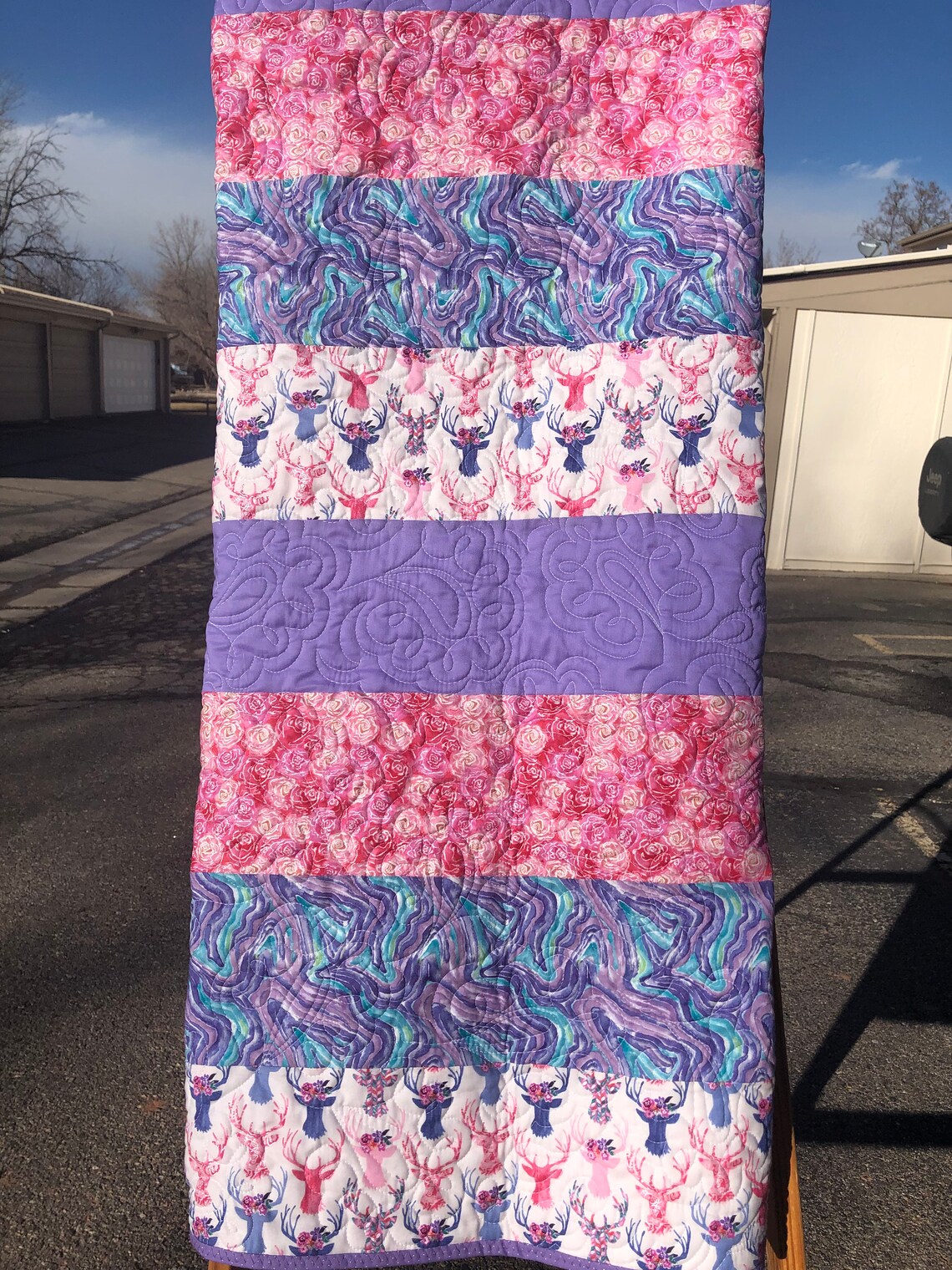 Modern Strip Pieced Purple Pink Woodland Quilt Handmade - Etsy