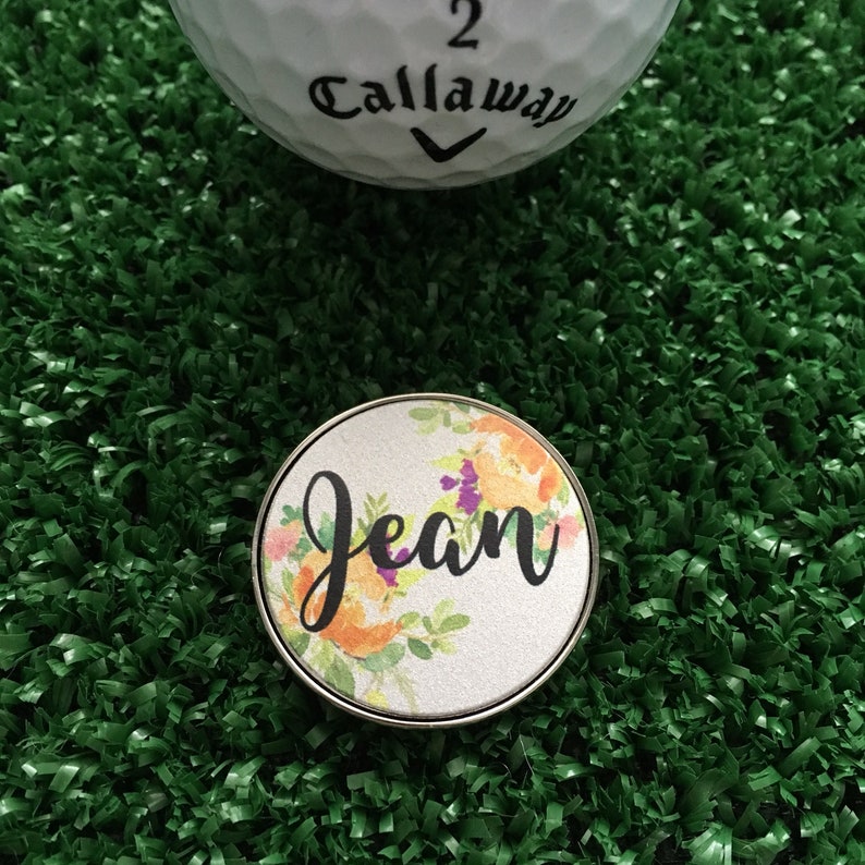 Personalised Orange Floral Golf Ball Marker Stocking Filler - Etsy