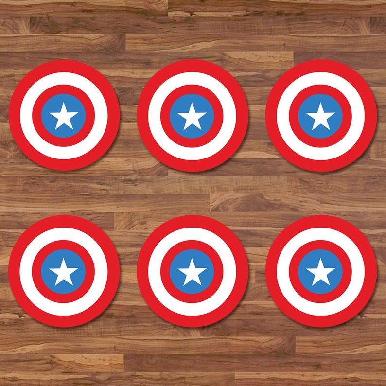 Captain America Cupcake Topper Sticker Avengers Logo Topper - Etsy