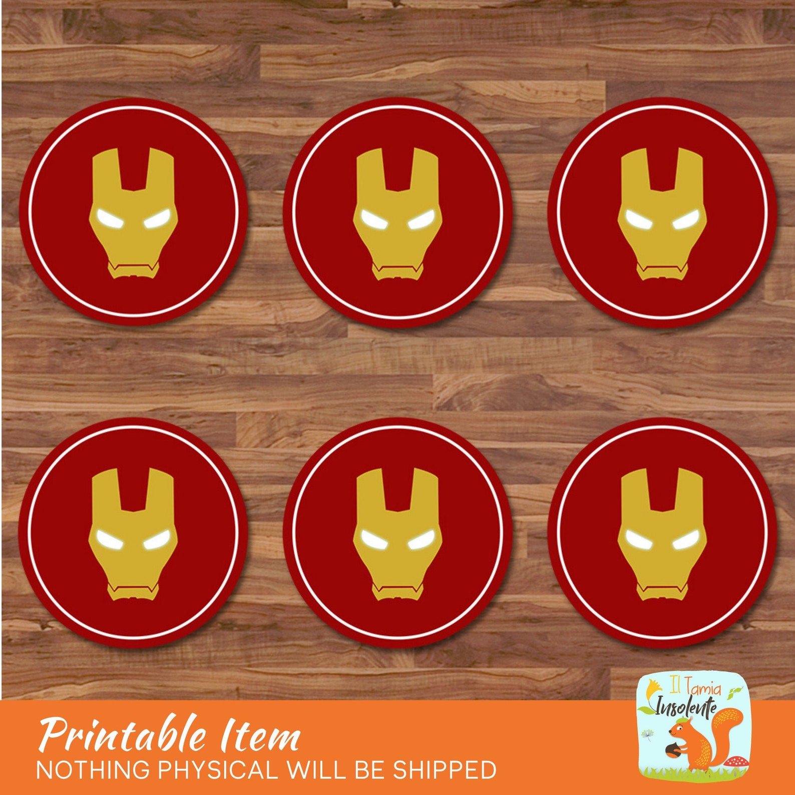 Iron Man Cupcake Toppers Ironman Stickers Red & Gold Logo | Etsy
