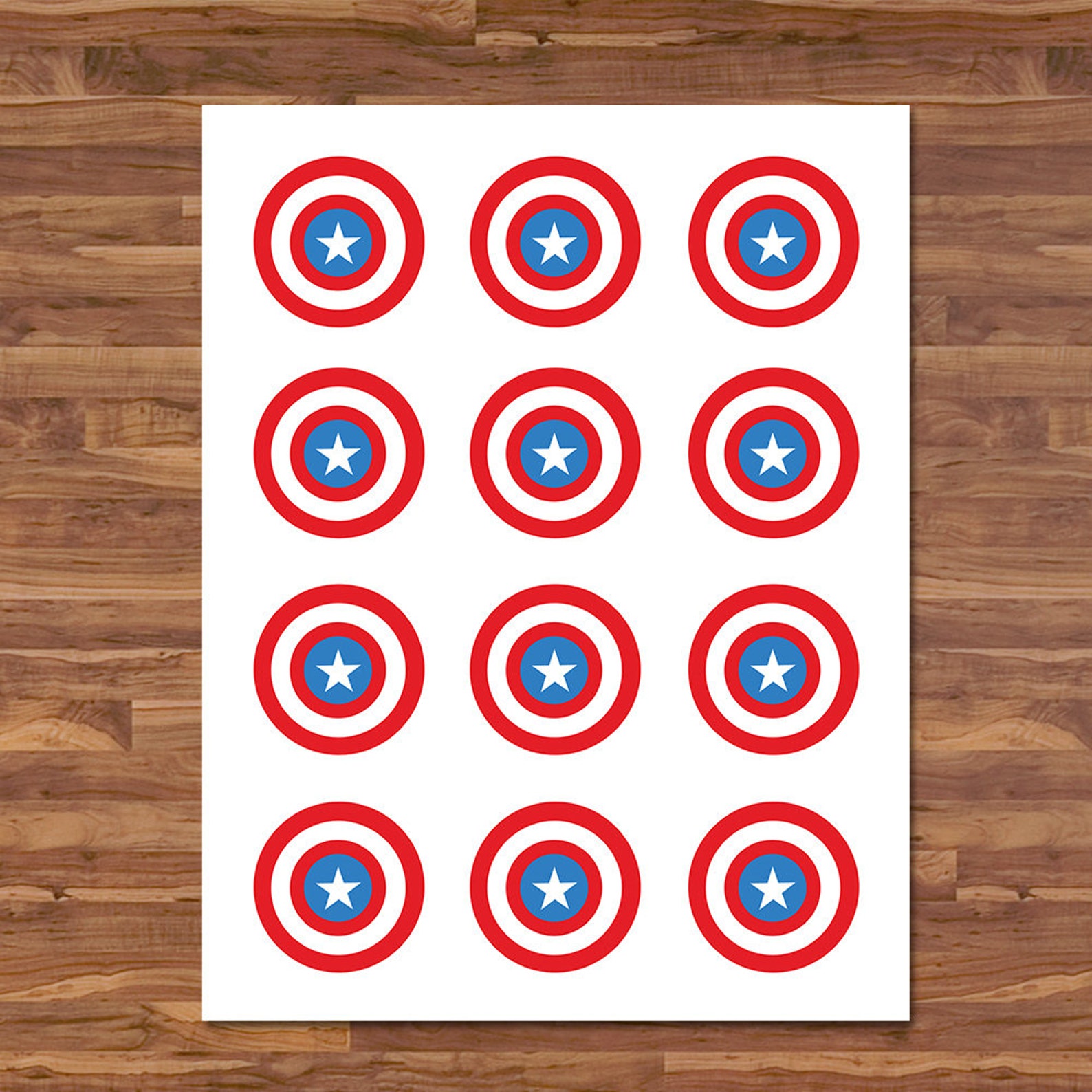 Captain America Cupcake Topper Sticker Avengers Logo Topper | Etsy