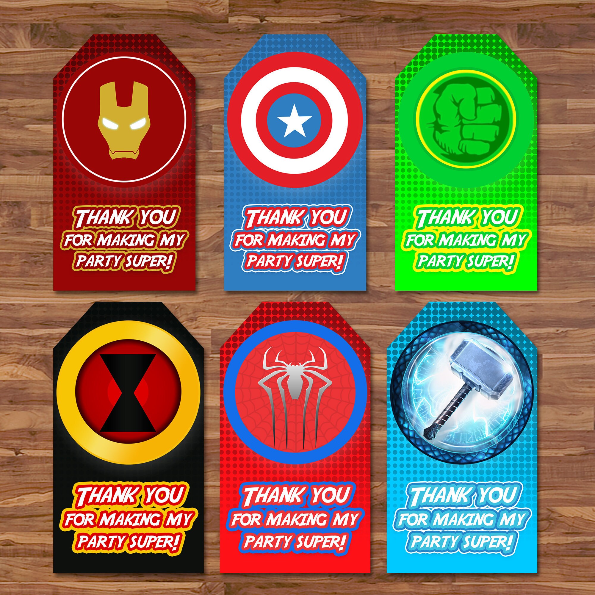 Superhero Marvel Birthday Favor Tag DIGITAL Superhero Party Favor Tag ...