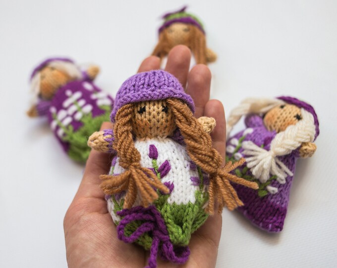 4 Lavender Sachet Dolls / Knitted Dolls Set / Waldorf Dolls / Waldorf ...