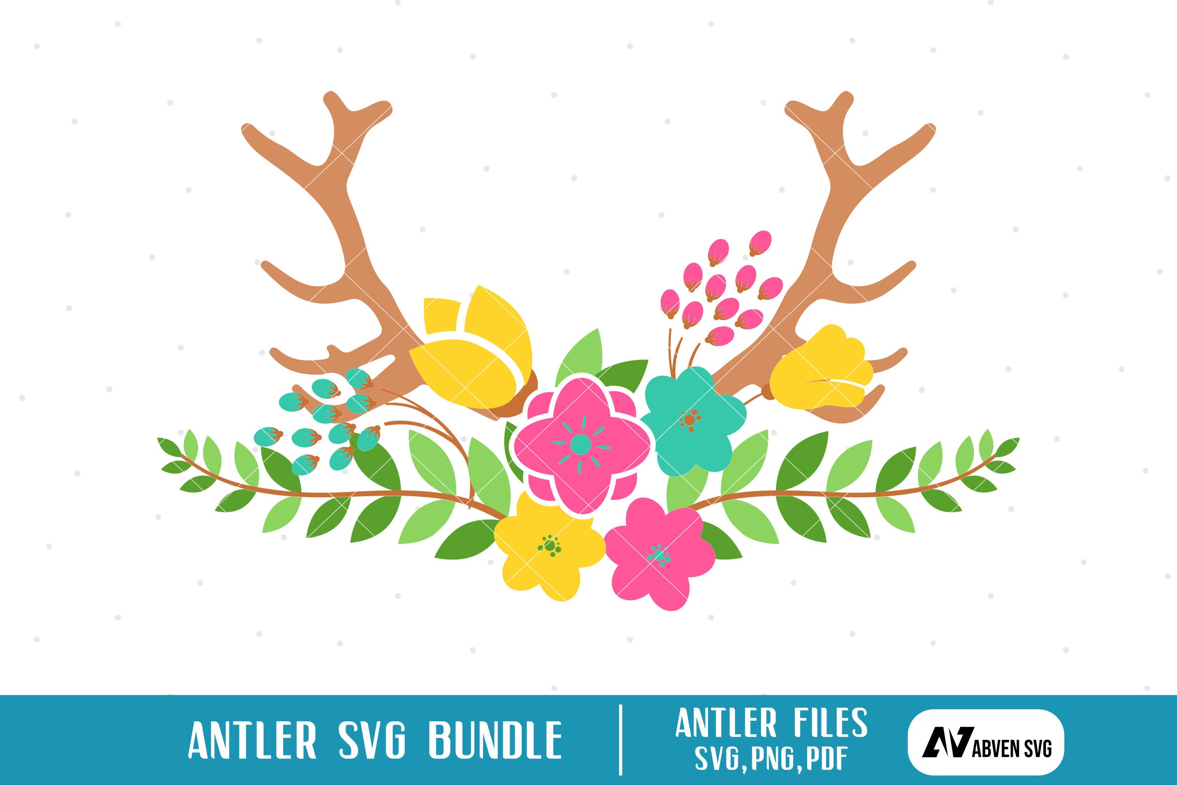 Antler Svg Antler Clip Art Antler With Flower Svg Deer | Etsy