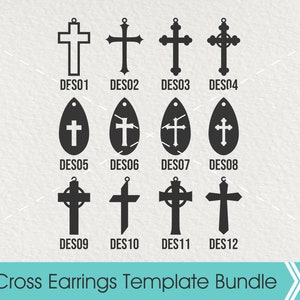 Cross Earrings Svg, Earrings Svg, Earring Template Svg, Leather ...