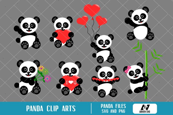 Panda Clip Art Panda Graphics Panda Prints Panda Design | Etsy