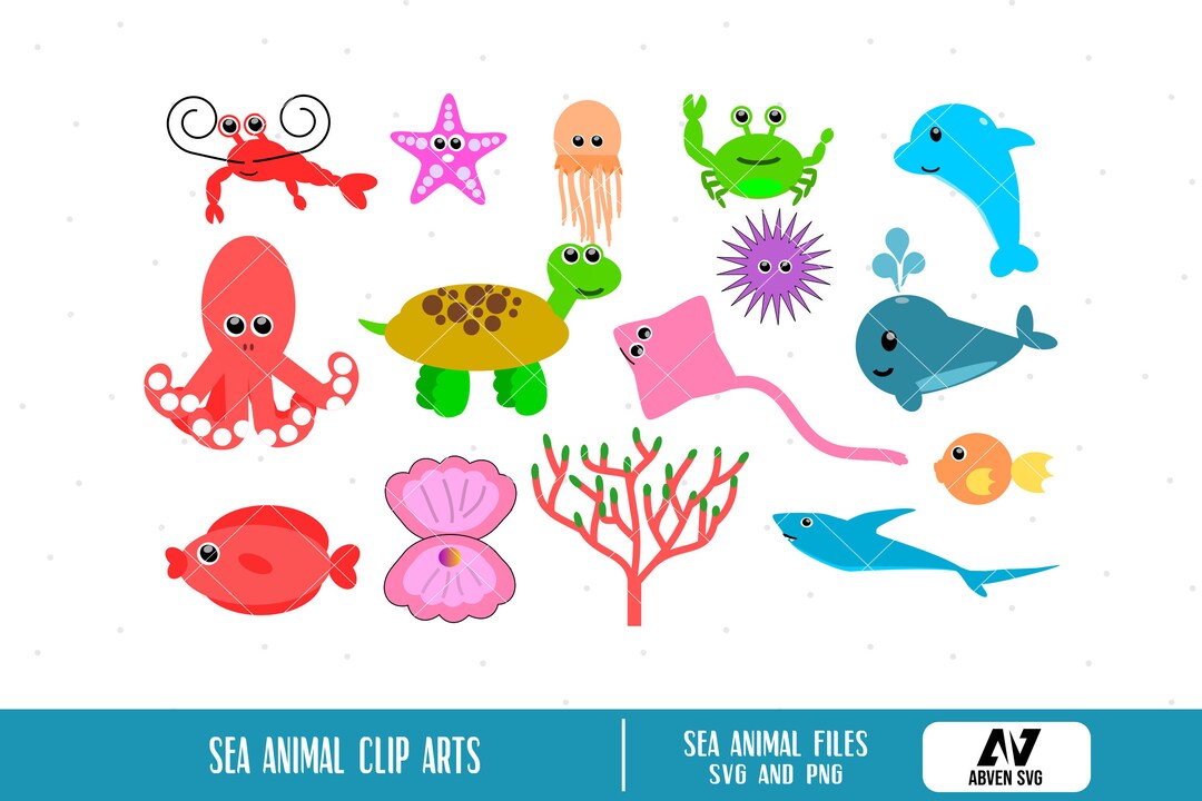 Sea Animal Clip Art Sea Animal Graphics Sea Animal Prints - Etsy