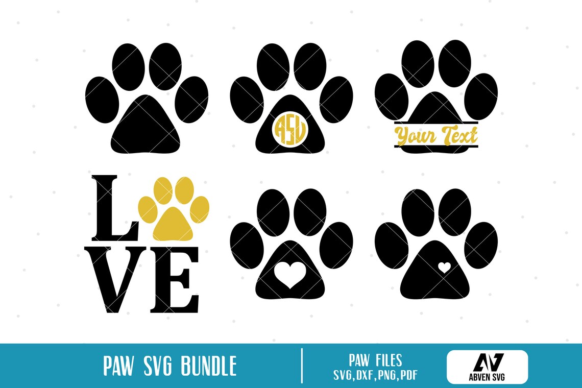 Paw Svg Paw Monogram Svg Paw Clip Art Dog Svg Dog Monogram | Etsy