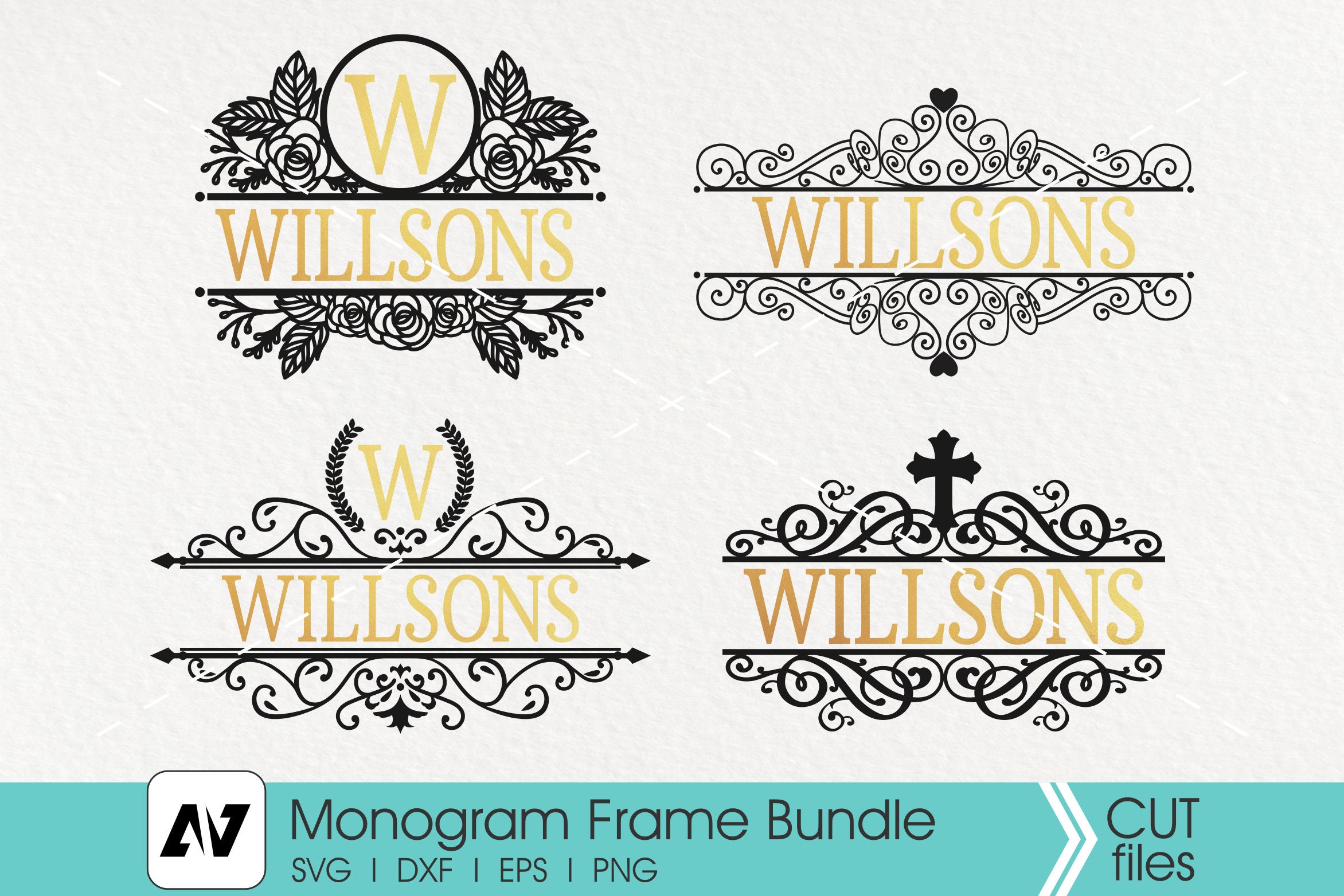 Monogram Svg Monogram Clip Art Split Monogram Svg Monogram - Etsy