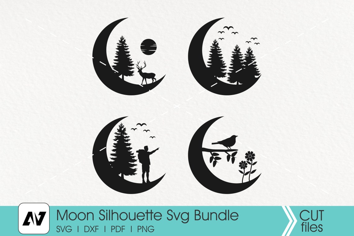Moon Svg Moon Silhouette Svg Crescent Moon Svg Deer Hunting | Etsy