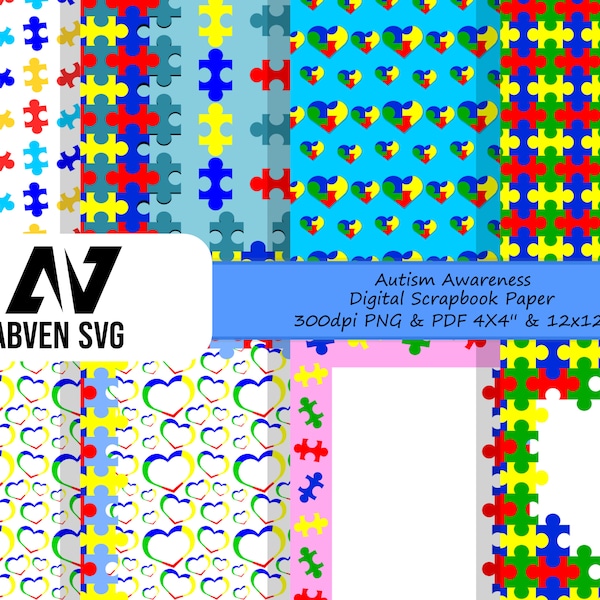 Autism Scrapbook Paper - Etsy