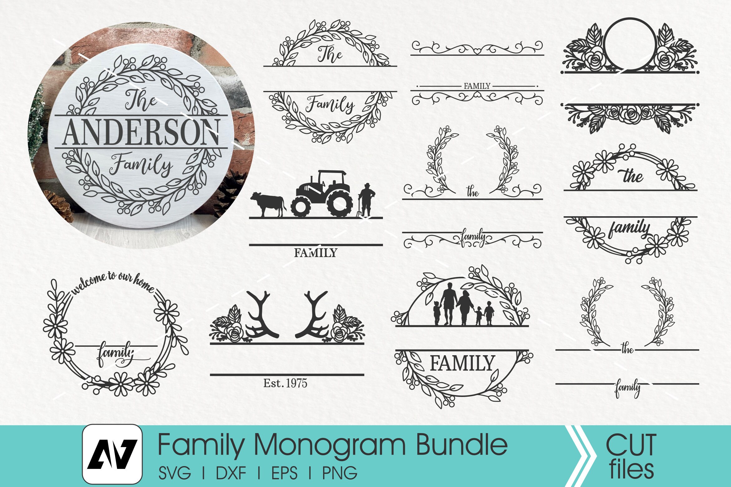 Family Monogram Svg Monogram Svg Family Name Svg Porch Sign - Etsy