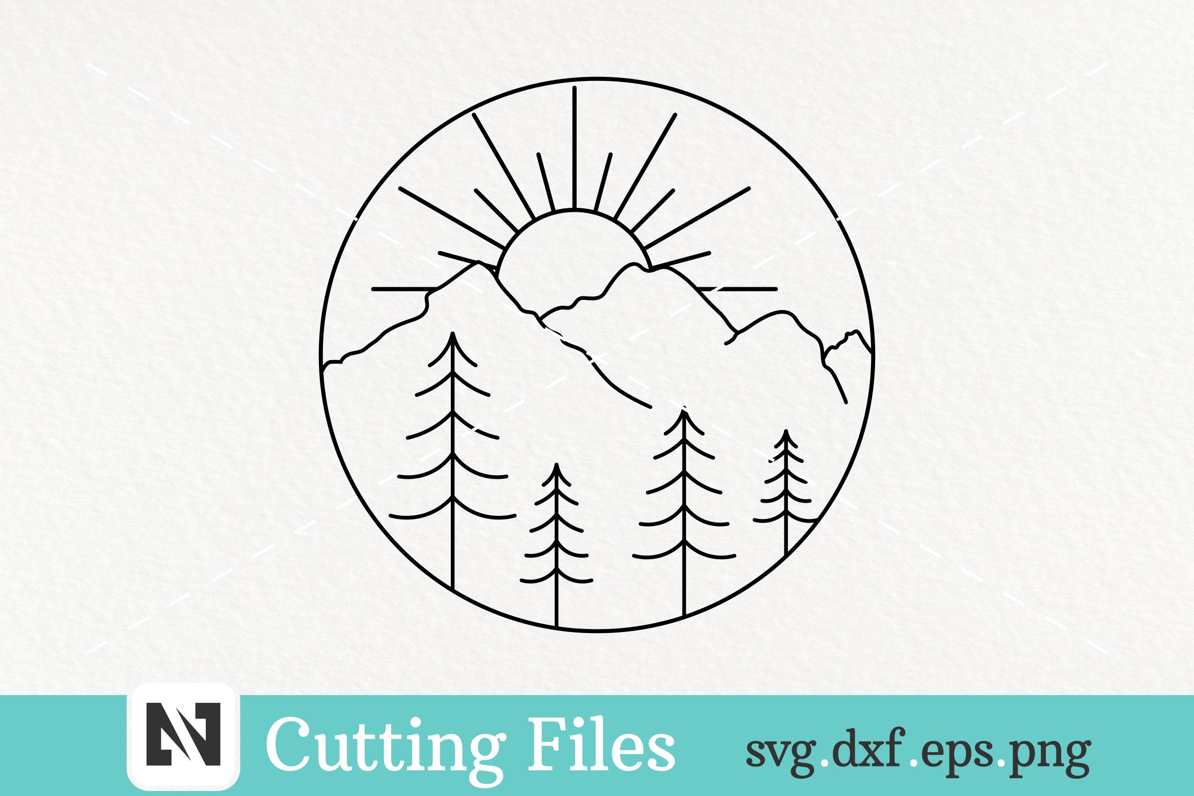 Sun and Mountain Svg Sun Svg Mountain Svg Sun Line Art - Etsy