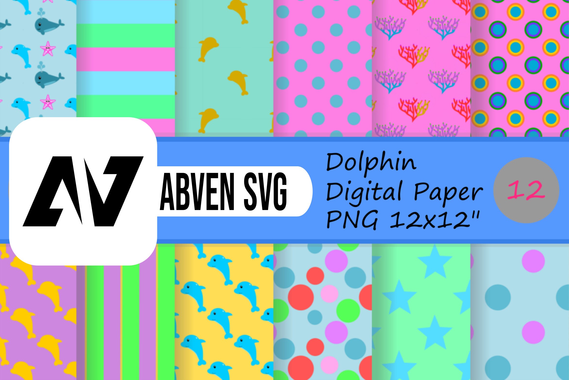 Dolphin Digital Paper Sea Creatures Digital Paper Ocean - Etsy