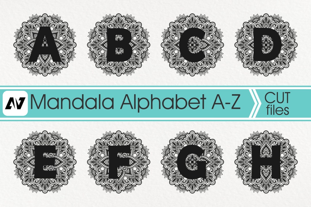 Mandala Alphabet Svg, Mandala Letter Svg, Zentangle Alphabet, Mandala ...