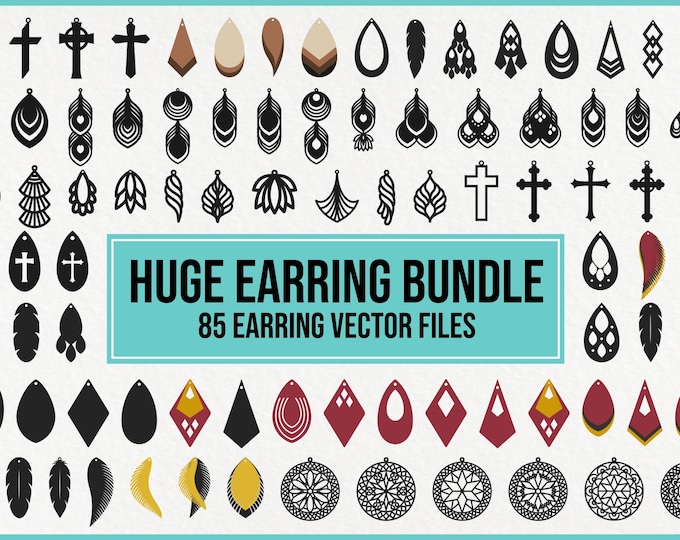 Leather Earrings Svg Bundle, Basic Shapes Faux Leather Earrings Svg ...