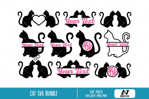 Cat Svg Cat Clip Art Cat Graphics Cat Monogram Svg Cat | Etsy