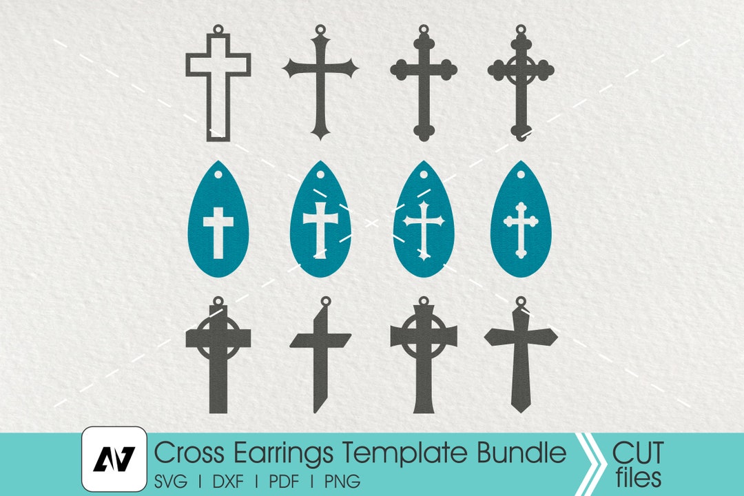 Cross Earrings Svg Earrings Svg Earring Template Svg - Etsy