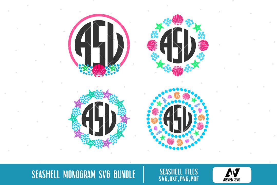 Shell Monogram Svg, Monogram Svg, Seashell Svg, Shell Svg, Seashell ...