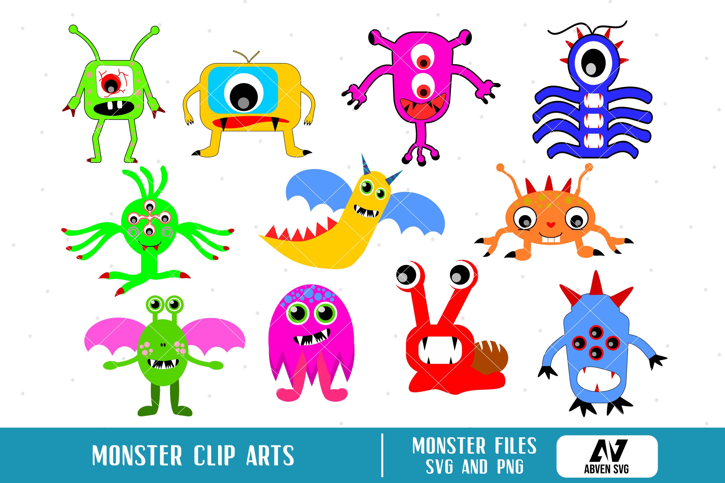 Monster Clip Art Monster Monster Graphics Monster Prints | Etsy
