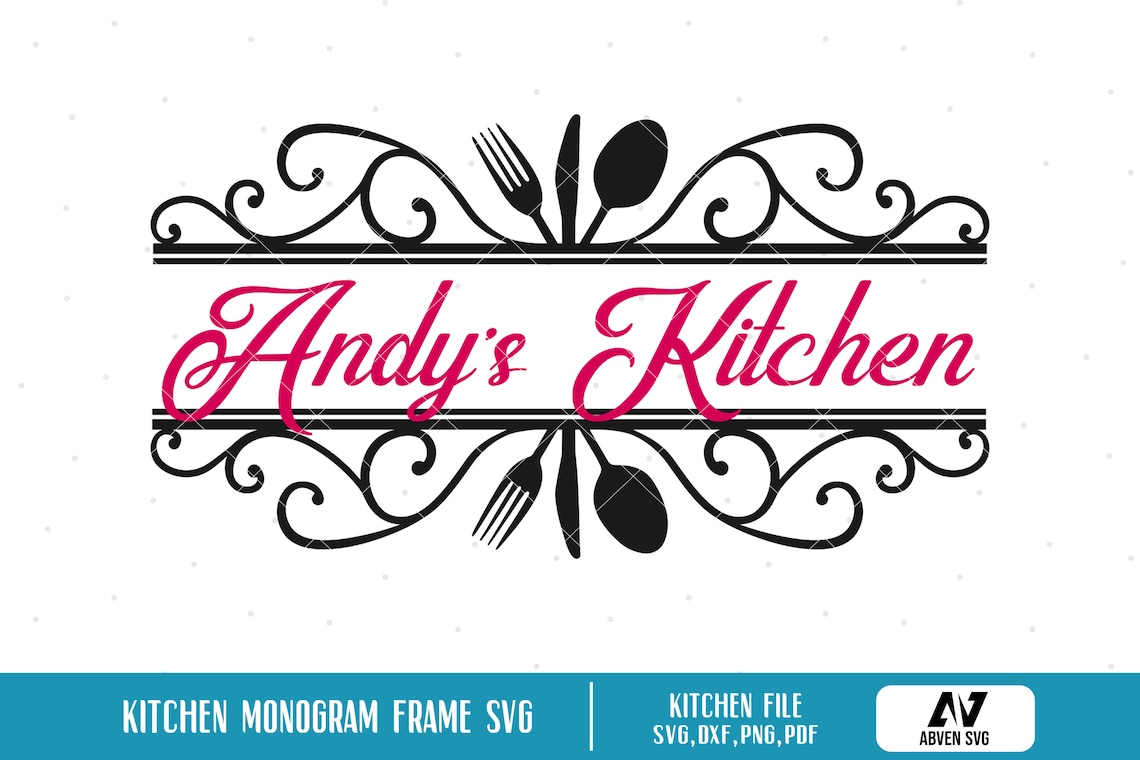 Kitchen Svg Kitchen Monogram Svg Kitchen Utensils Svg | Etsy