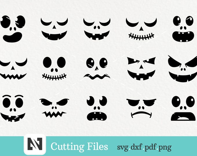 Scary Halloween Faces, Scary Face Svg, Spooky Face Svg, Cute Halloween ...
