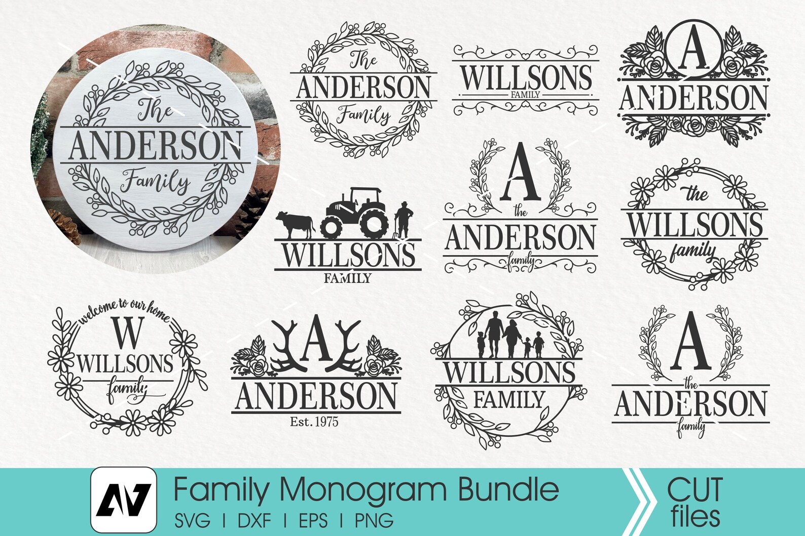 Family Monogram Svg, Monogram Svg, Family Name Svg, Porch Sign Svg ...