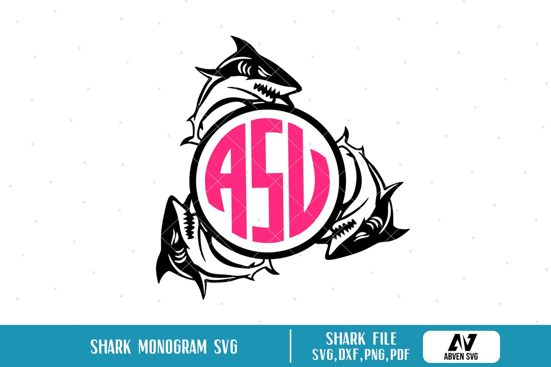 Shark Svg, Shark Monogram Svg, Fish Svg, Fish Monogram Svg, Shark Clip ...