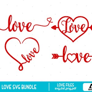 Love Svg, Love Heart Svg, Love Arrow Svg, Heart Svg, Love Clip Art ...