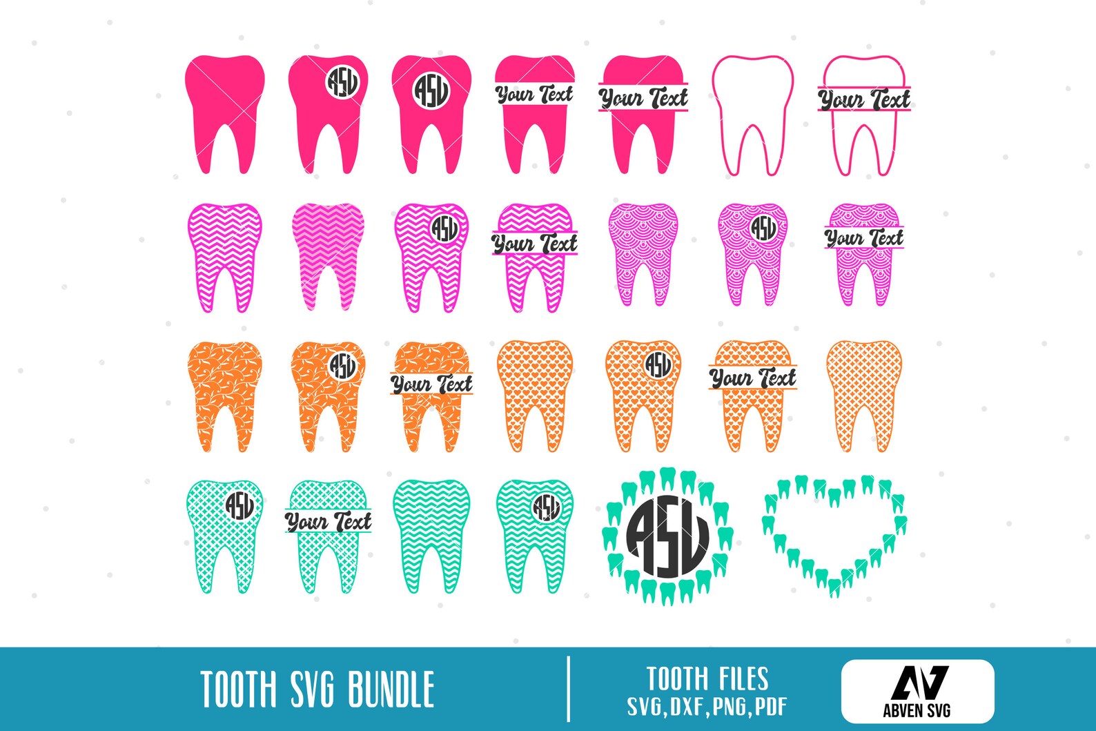 Teeth Svg Tooth Svg Tooth Monogram Svg Dentist Svg | Etsy