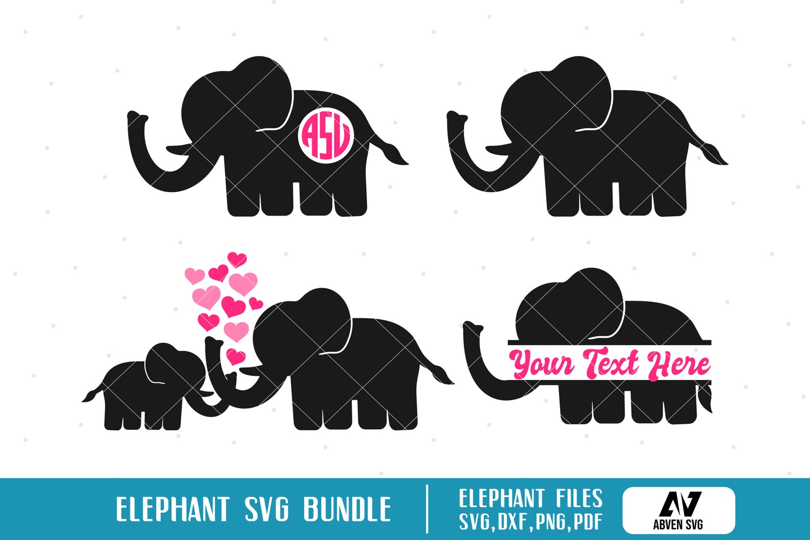 Elephant Svg Elephant Monogram Svg Elephant Clip Art | Etsy