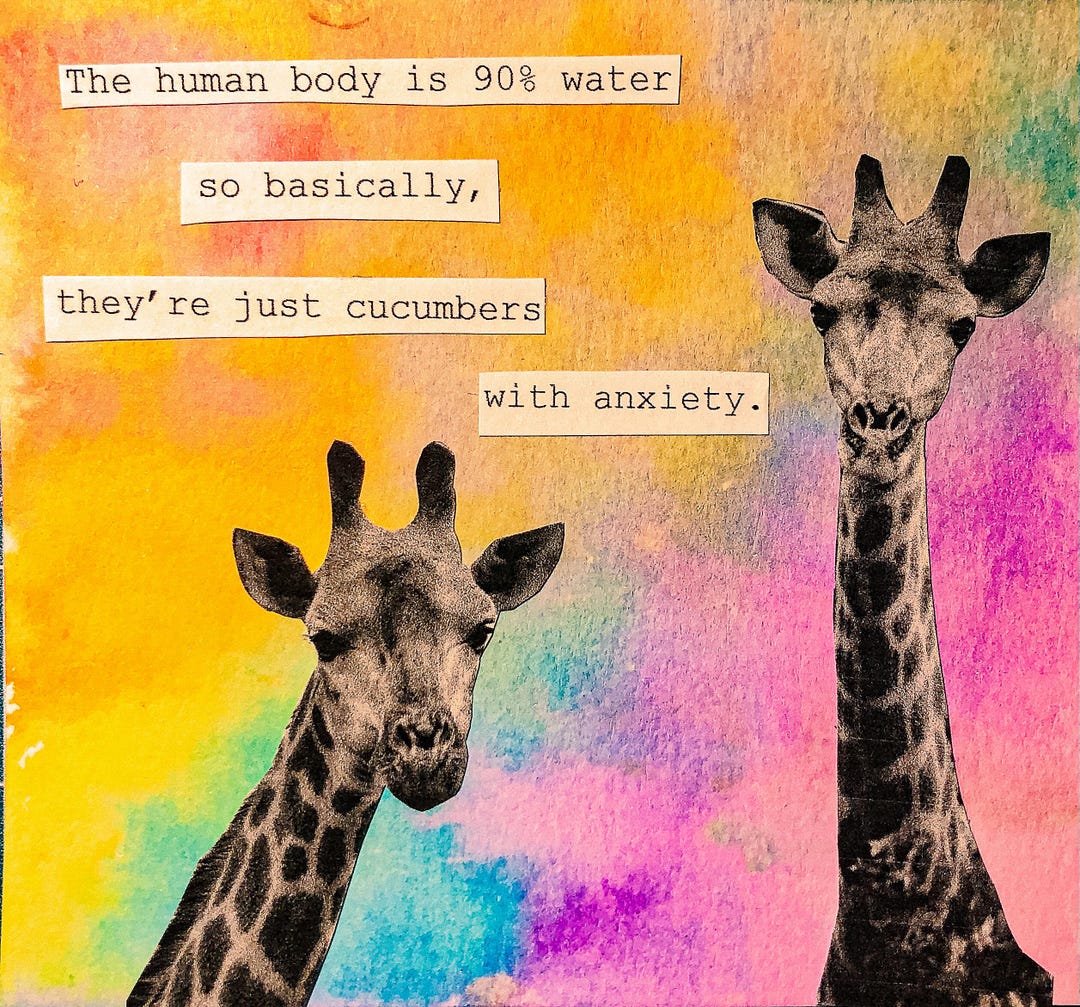 Funny Multicolor Giraffe Watercolor Art Print - Etsy