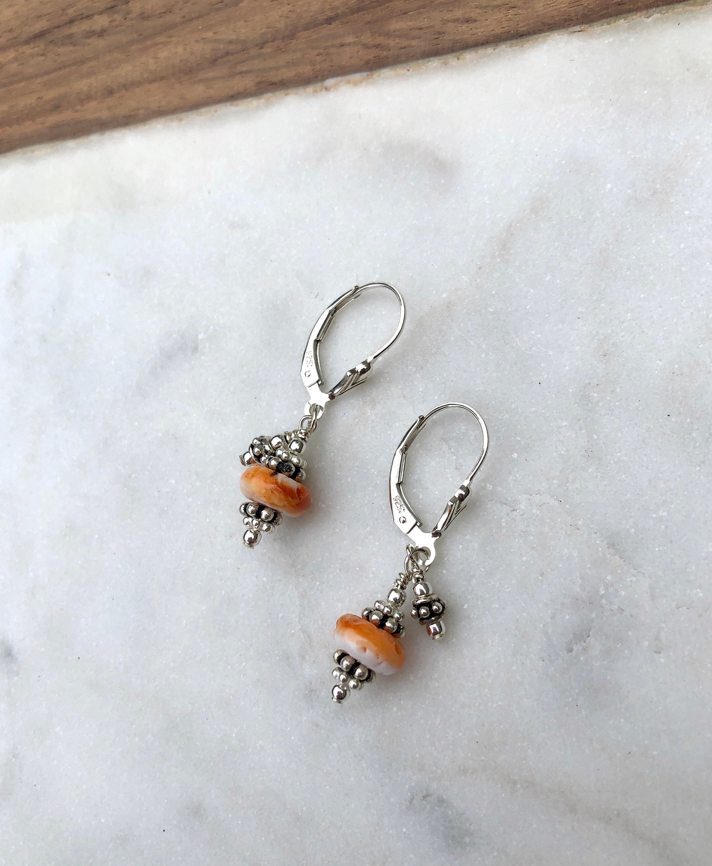 Spiny Oyster Dangle Earrings, Shell Earrings, Shell Lever Back Earrings ...
