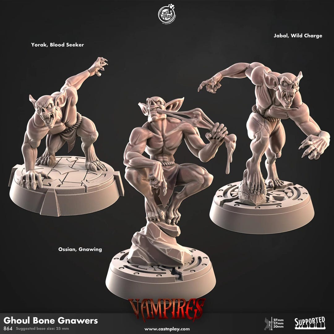 3D Printed Cast N Play Ghoul Bone Gnawers Vampires Set 28mm 32mm D&D - Etsy