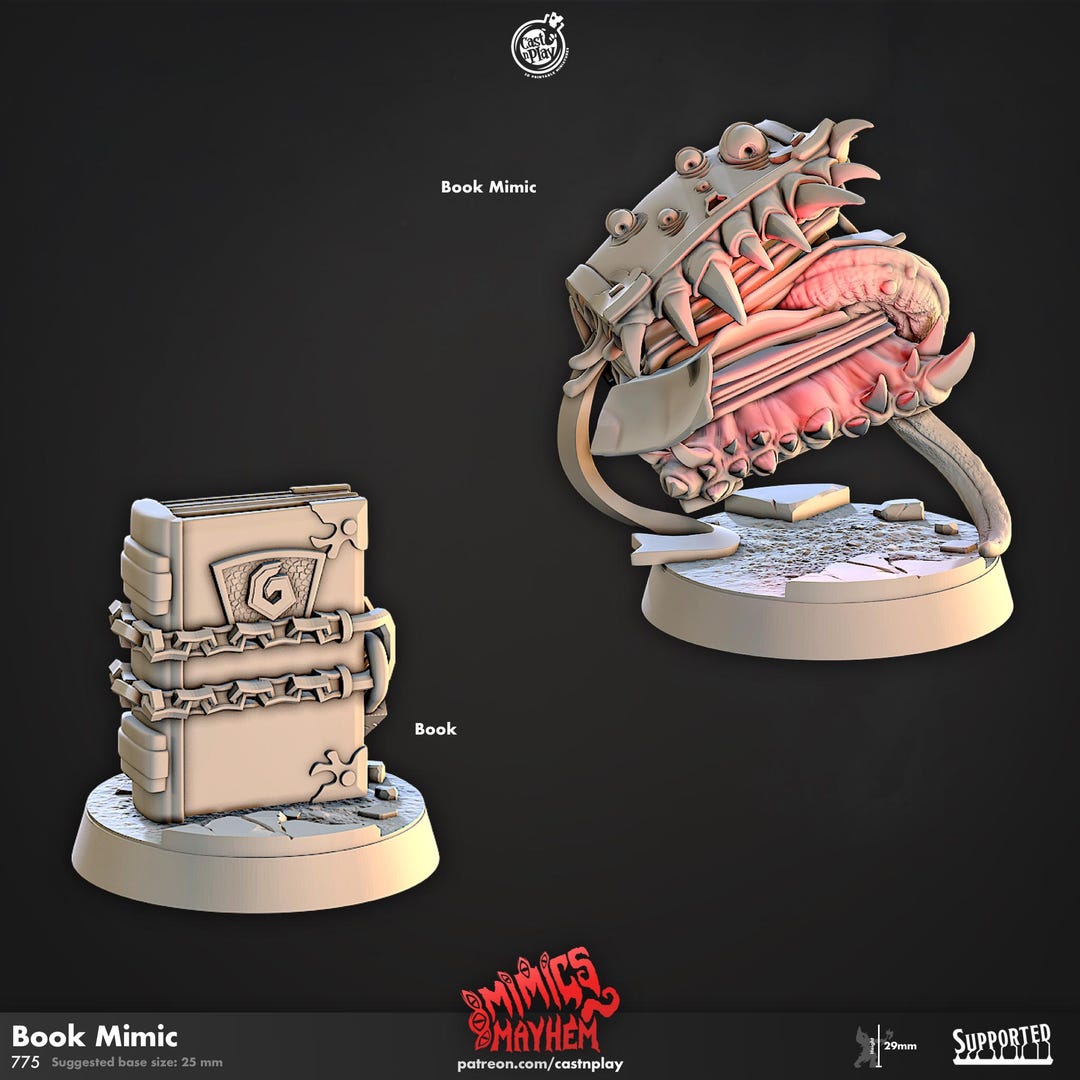3D Printed Cast N Play Book Mimic Mimics Mayhem Set 28mm 32mm D&D - Etsy