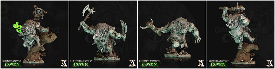 3D Printed Archvillain Games Bog Trolls Griefharvest Coven 28 32mm D&D ...