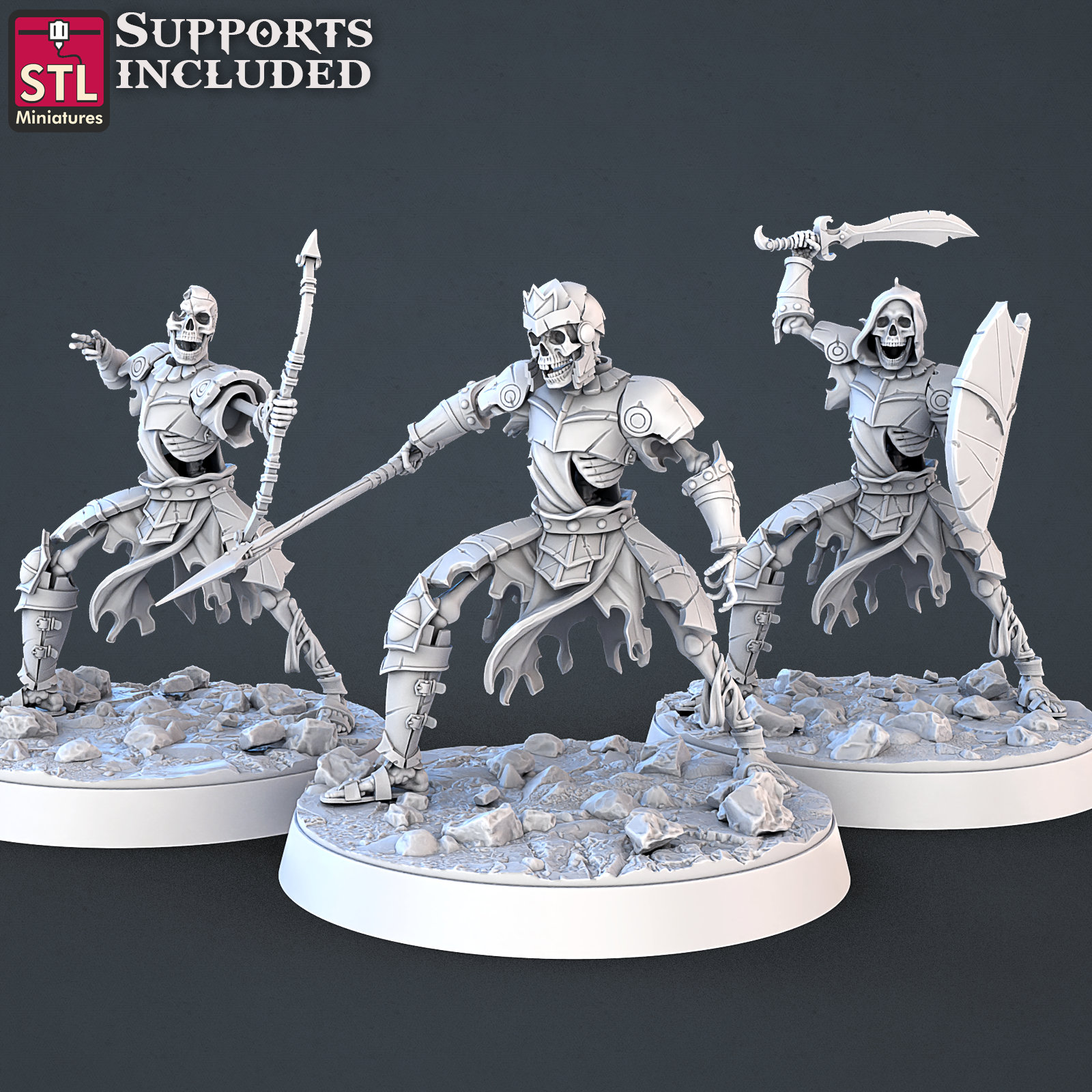 3D Printed STL Miniatures Skeletons Set 28mm - 32mm War Gaming D&D - Etsy