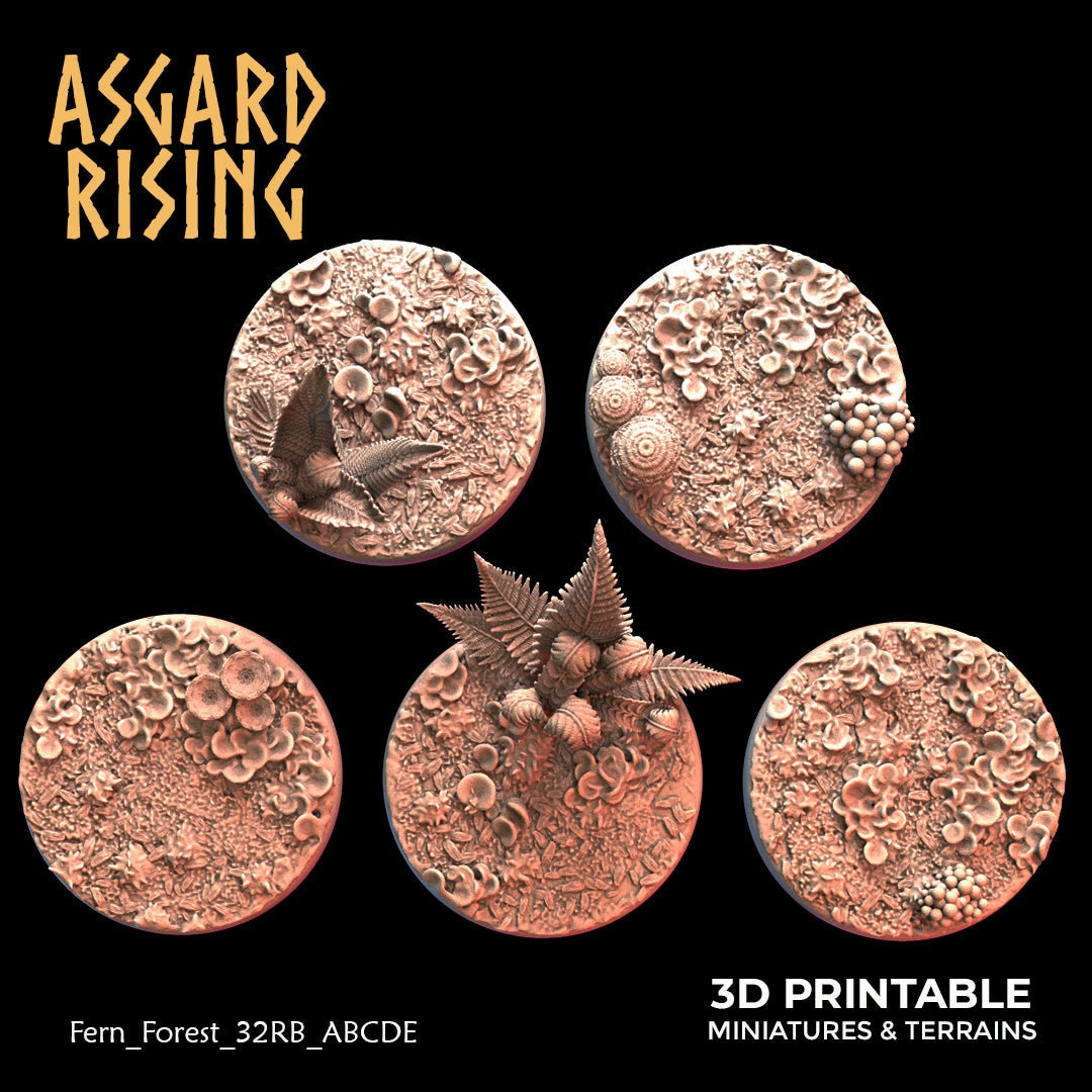 3D Printed Asgard Rising Fern Forest 5x 25 28 32 35mm Round Base 28 32 ...