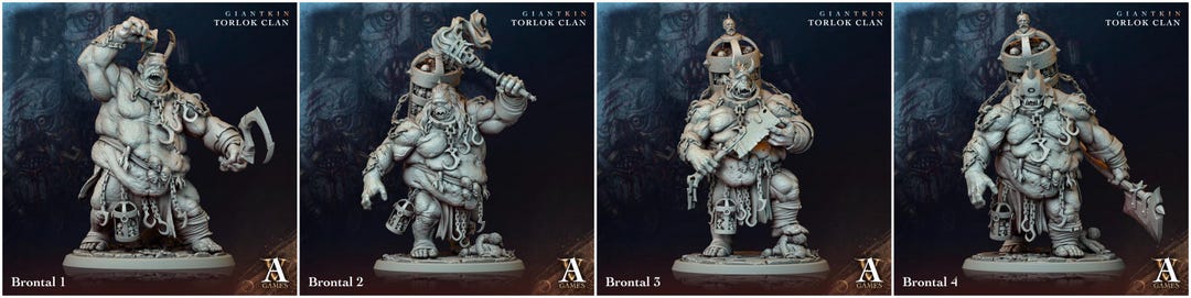 3D Printed Archvillain Games Giantkin - Torlok Clan Brontal 28 32mm D&D ...