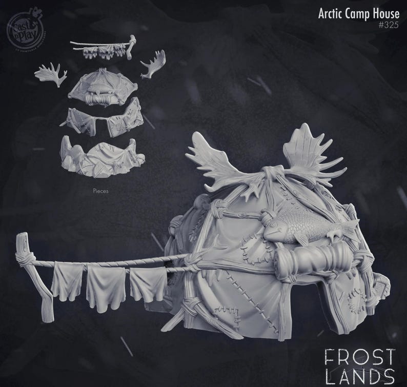 3D Printed Cast N Play Frostlands - Arctic Camp House 28mm 32mm D&D - Etsy