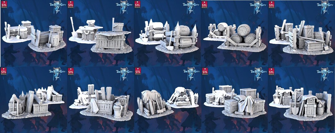 3D Printed STL Miniatures Scatter Terrain the Frost City 2 28 - 32mm ...