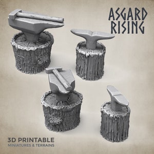 3D Printed Asgard Rising Blacksmith Forge Anvil Props Set 28 32 Mm ...