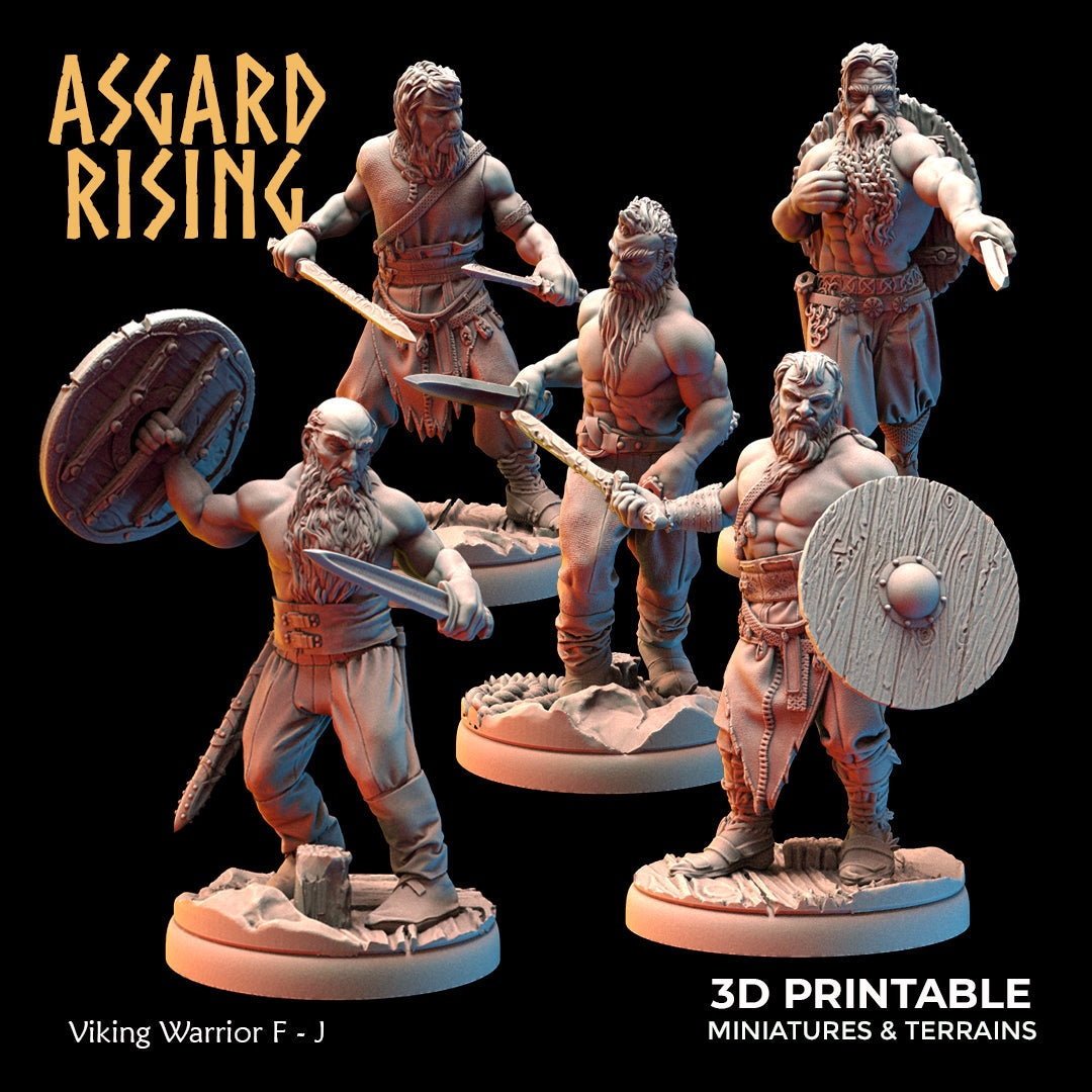 3D Printed Asgard Rising Viking Warriors Set 2 28 32 Mm Wargaming Dnd ...