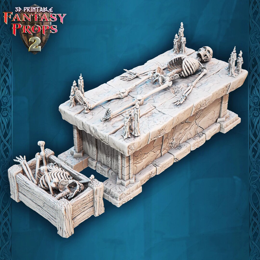 3D Printed STL Miniatures Fantasy Props 2 Dungeon Corpse Table 28 ...