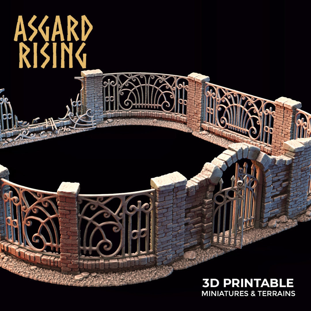 3D Printed Asgard Rising Cemetery Iron Wall Gate Set B 28mm-32mm ...